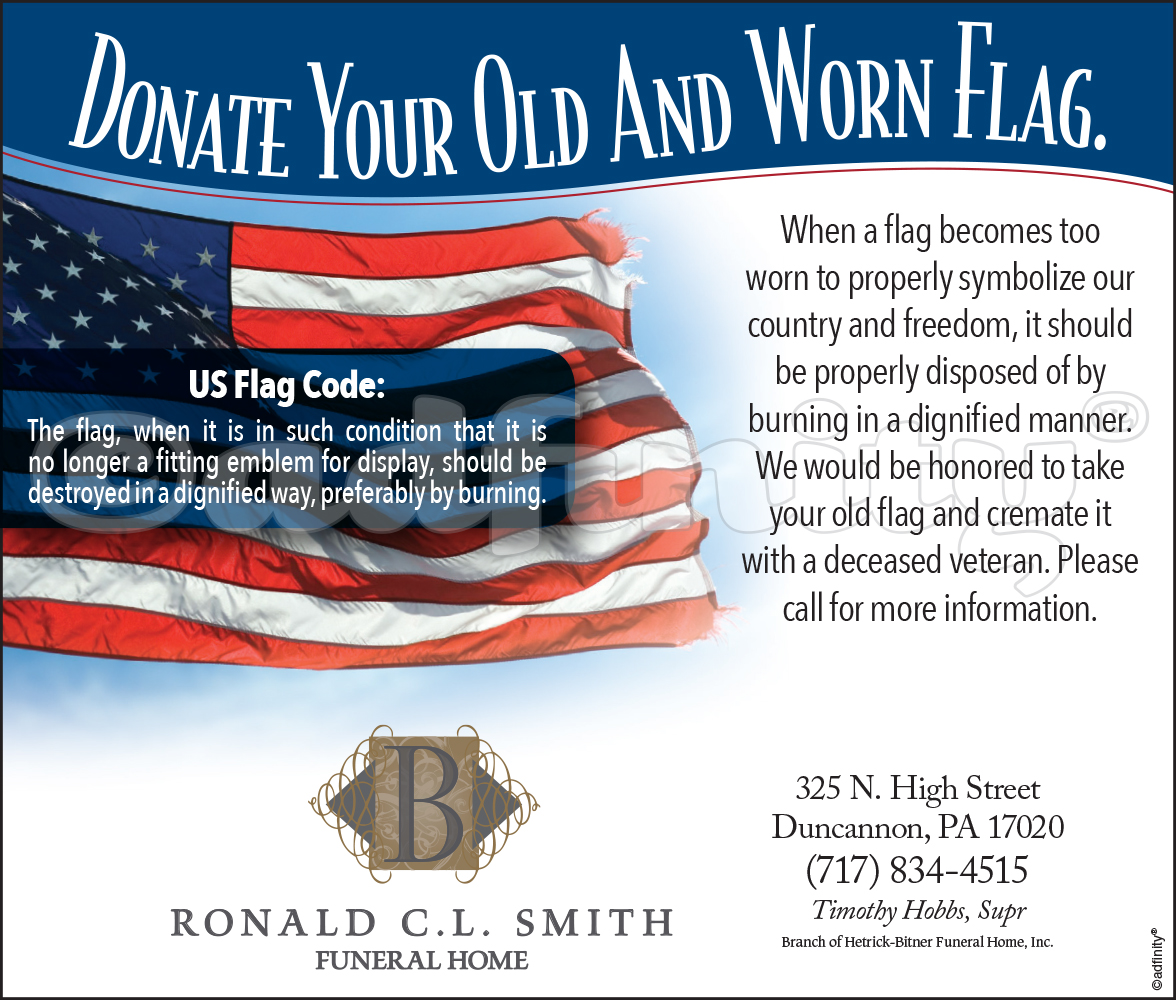 Donate your old and worn flag to [funeral home name]. - adfinity