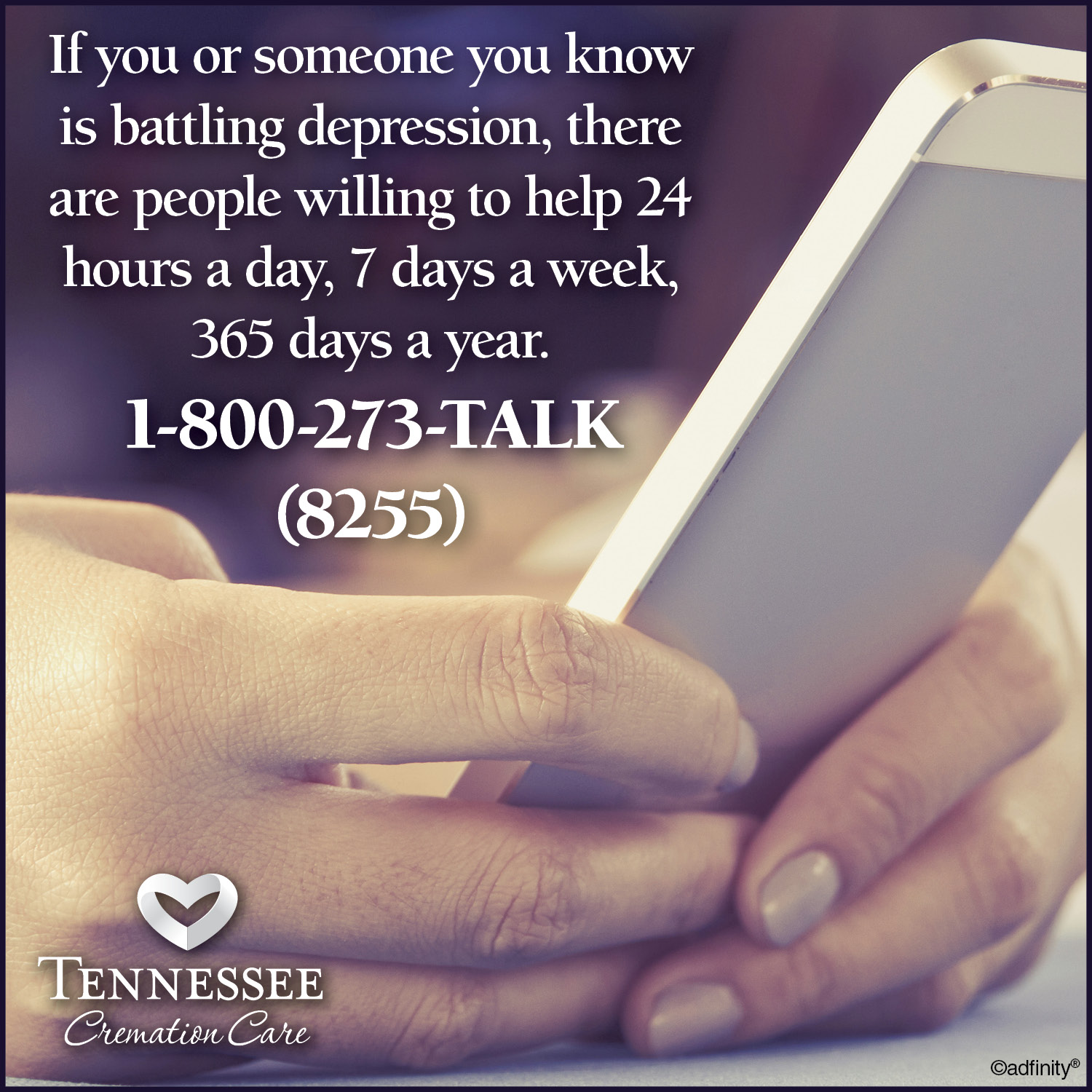Depression Hotline Info (Facebook) - adfinity