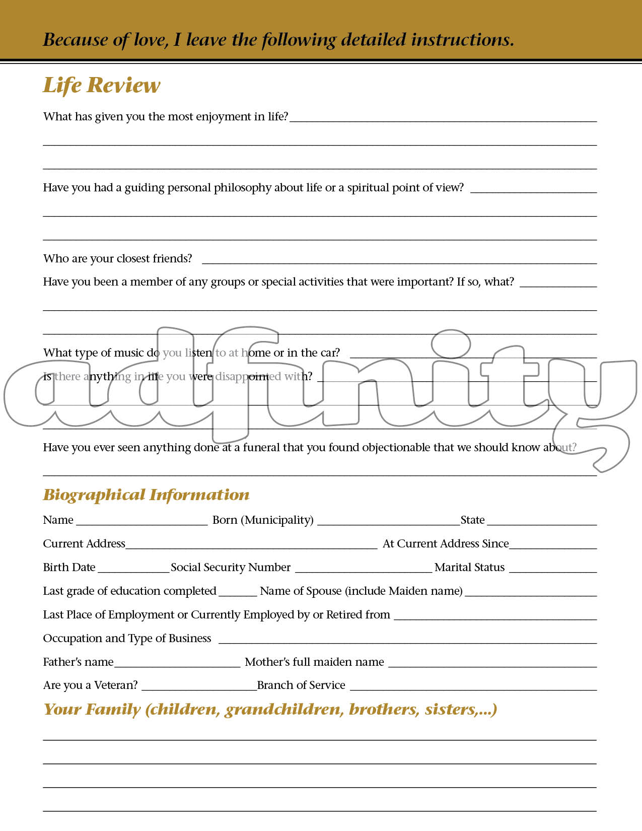 Personal Family Planning Guide (custom version) - adfinity