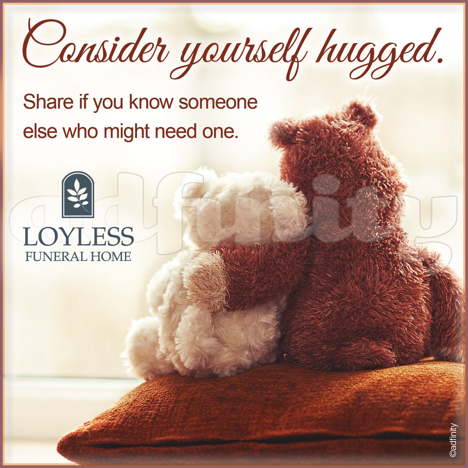 Consider yourself hugged. (Facebook) - adfinity